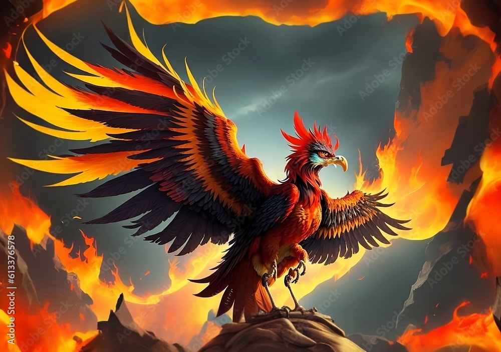 The Resilience of the Phoenix: Rebirth from Ashes Stock Illustration ...