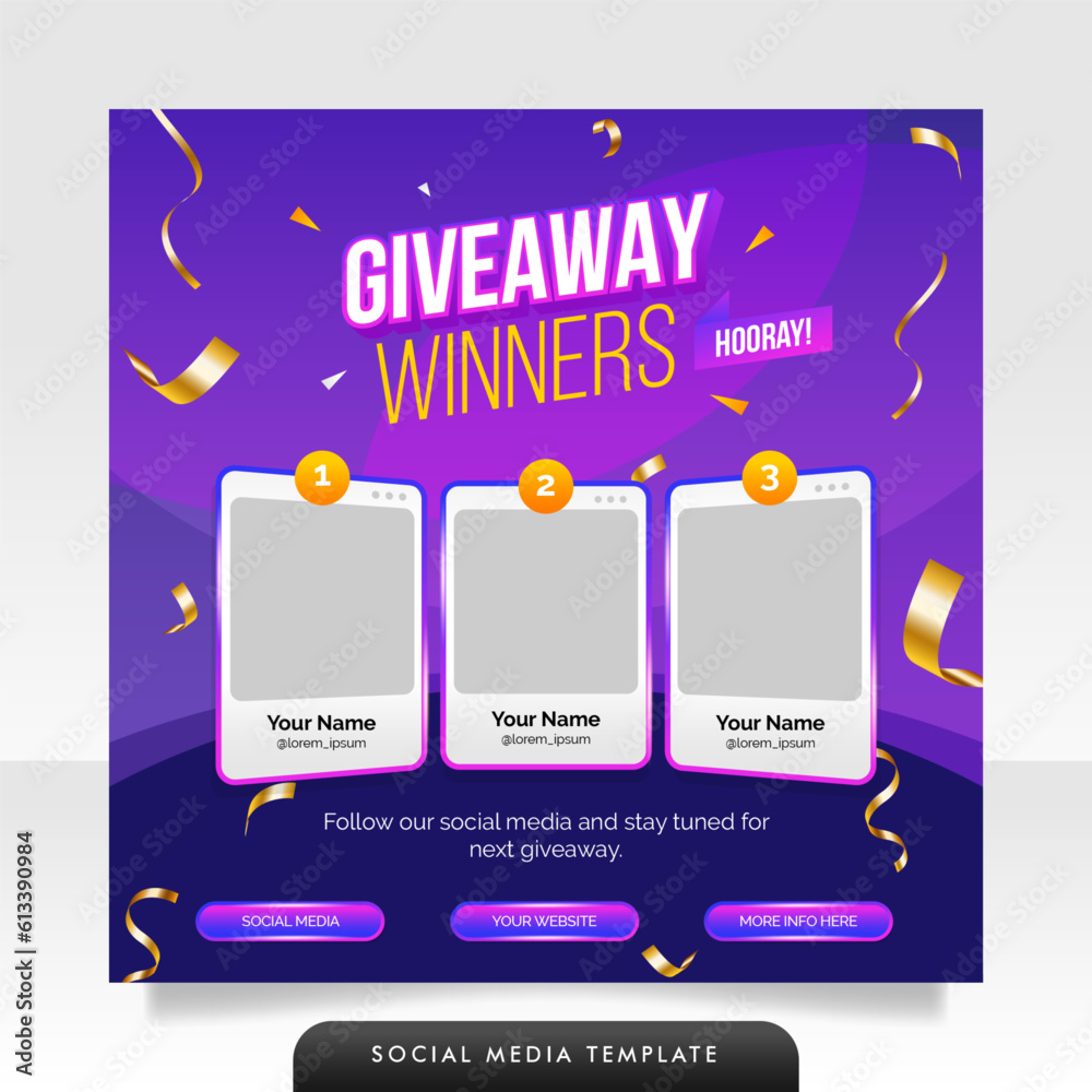 Creative giveaway winner announcement social media post banner template ...