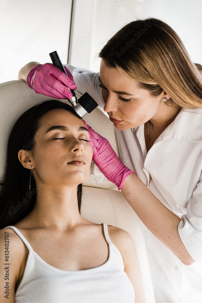 Dermatoscopy of skin lesions and moles with dermatoscope for preventing ...