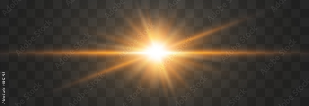 Vector glow light effect. Transparent sunlight. Special flash light ...