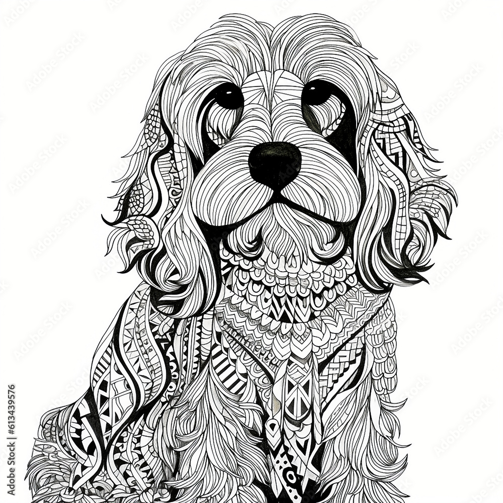 Ilustração Zentangle Dog. Generative AI. A digital illustration of a ...
