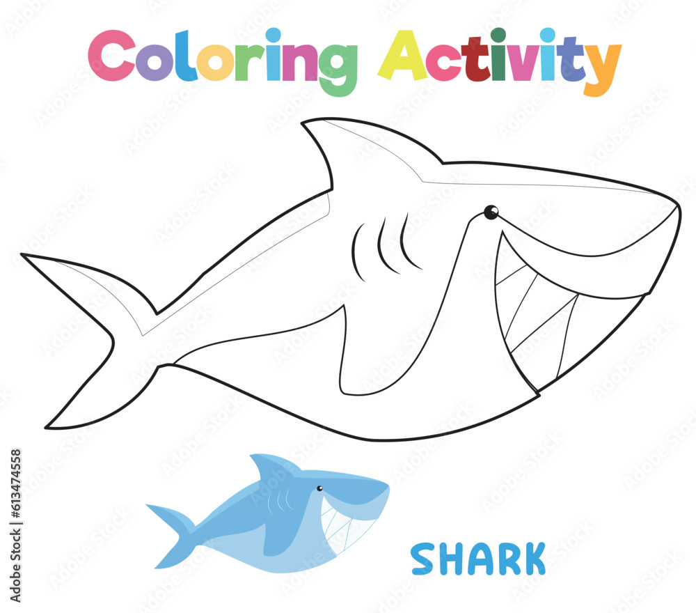 Стоковое векторное изображение «Coloring the sharks the sea animal ...