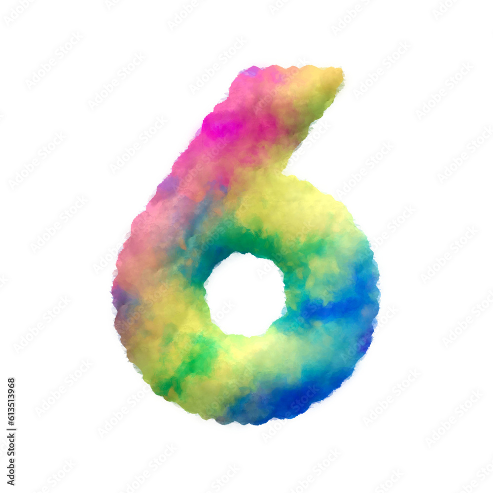 Colorful fluffy clouds alphabet numbers from 0 to 9. This is a part of ...