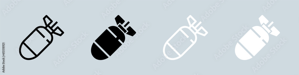 Nuclear icon set in black and white. Bomb signs vector illustration ...