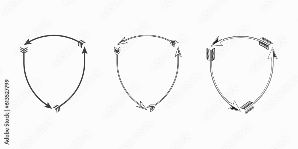 Set of badge shapes. Arrow vector shield silhouette. Security, football ...