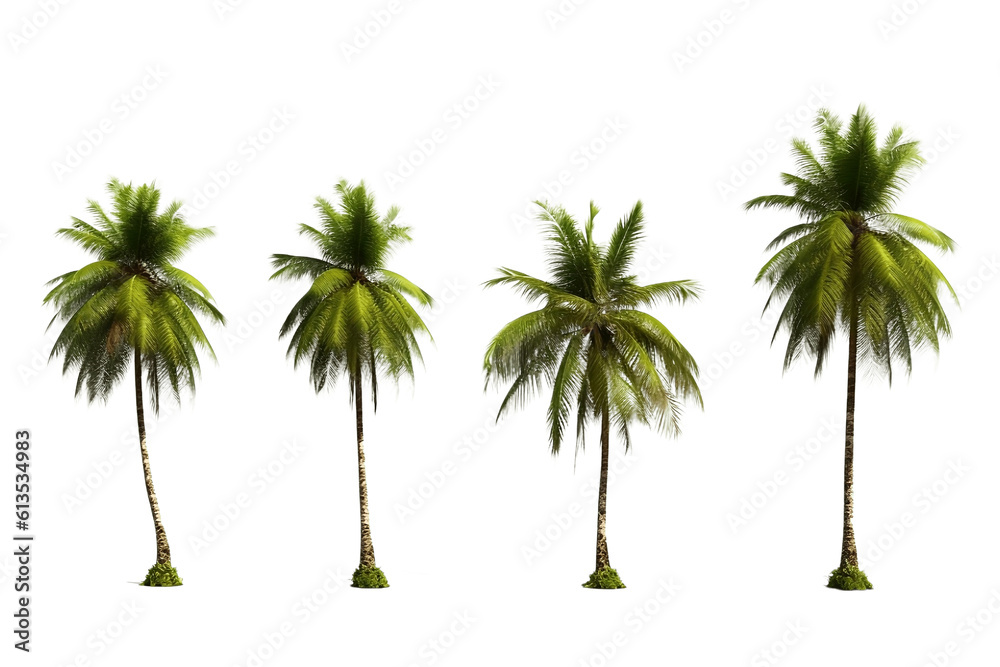 Coconut tree isolated on transparent background, Set of coconut trees ...