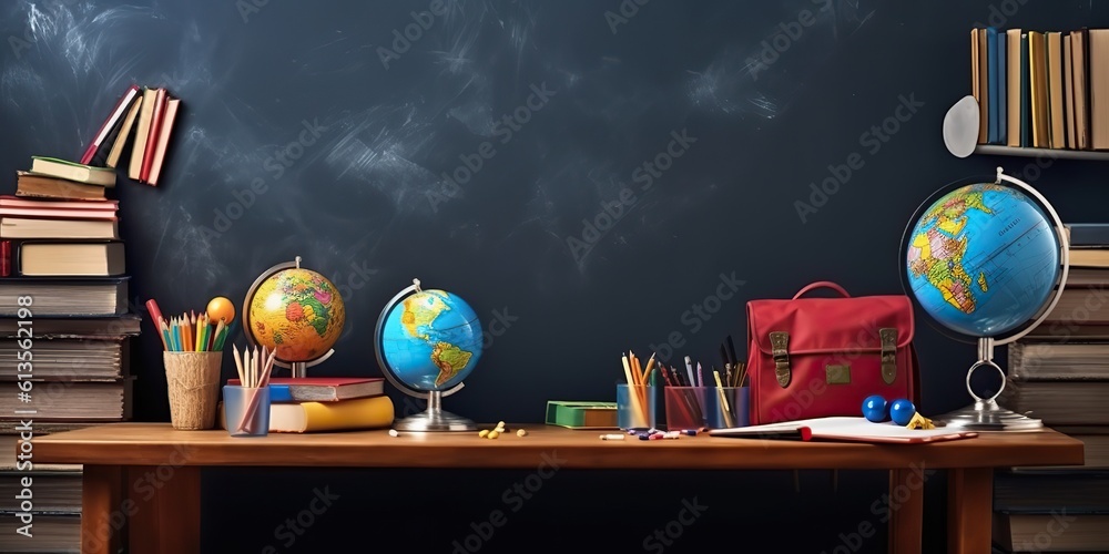 AI Generated. AI Generative. Back to school mockup. Blackboard and ...