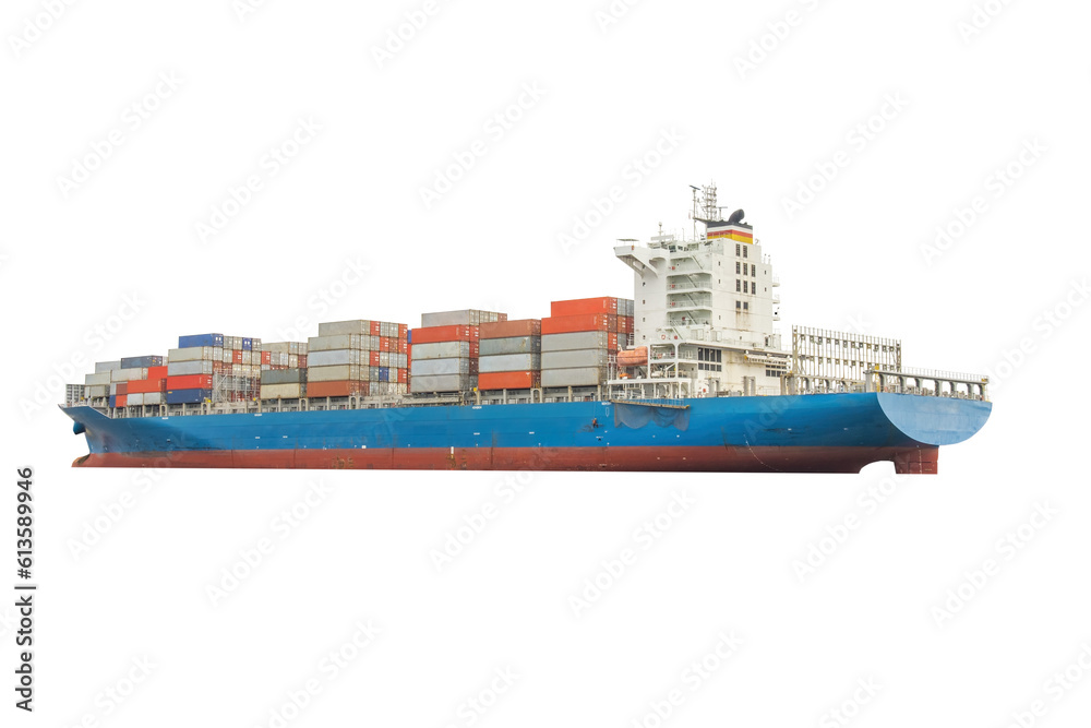 Cutout of an isolated cargo container ship with the transparent png ...