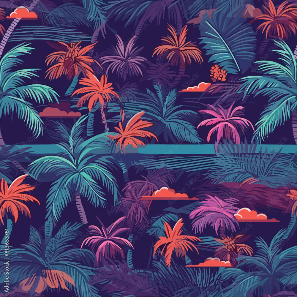 Seamless Colorful Hawaii Palms Pattern. Seamless pattern of Hawaii ...