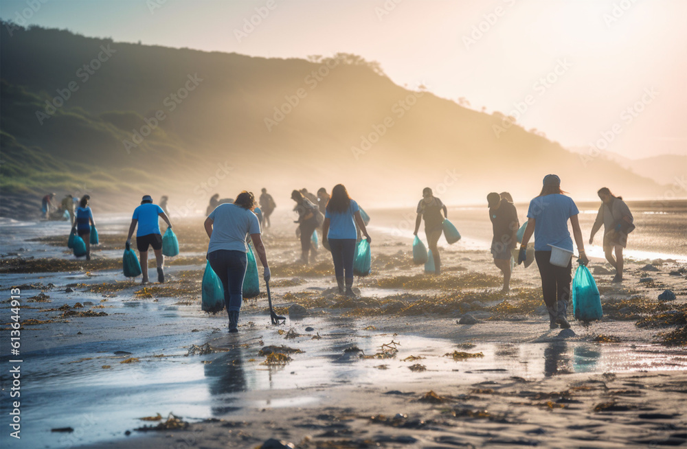 Candid scene of volunteers demonstrating commitment and teamwork while ...