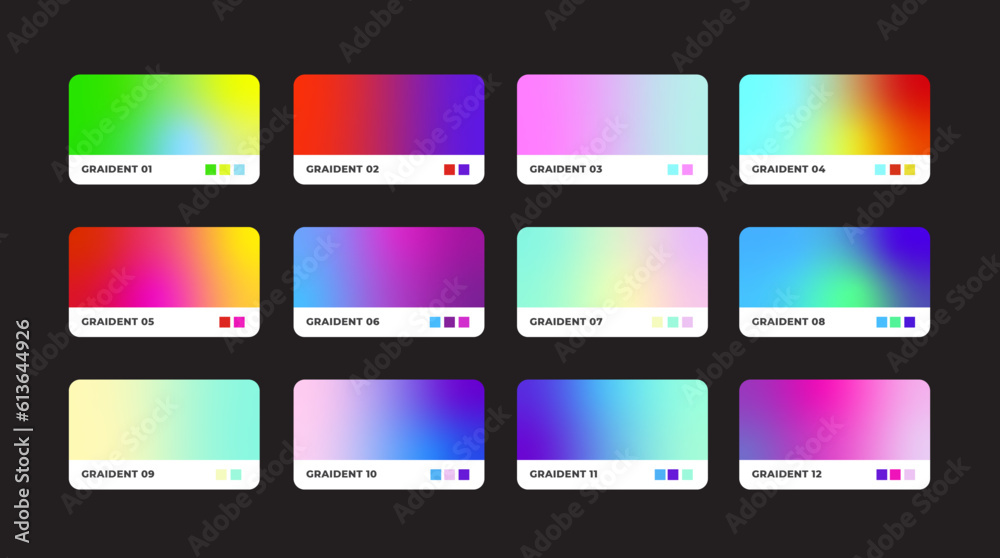 gradient mesh trendy modern style vector design. bright vibrant set of ...