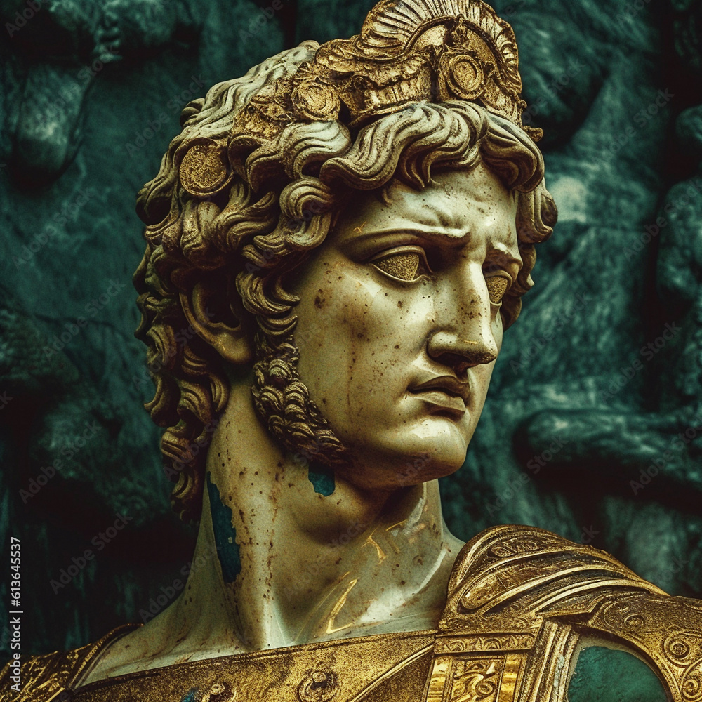 Head of Alexander III of Macedon or Alexander the Great, king and ...