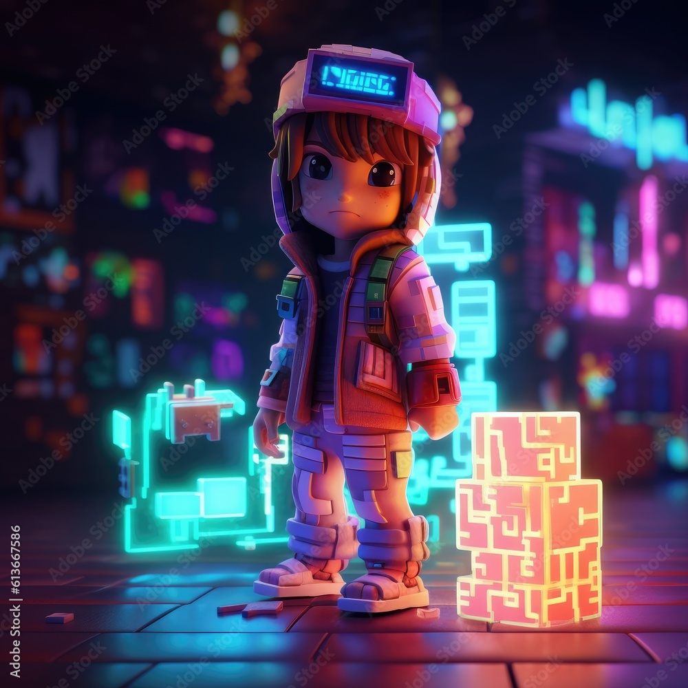 pixelated human character, illustration in pixel art style, computer ...