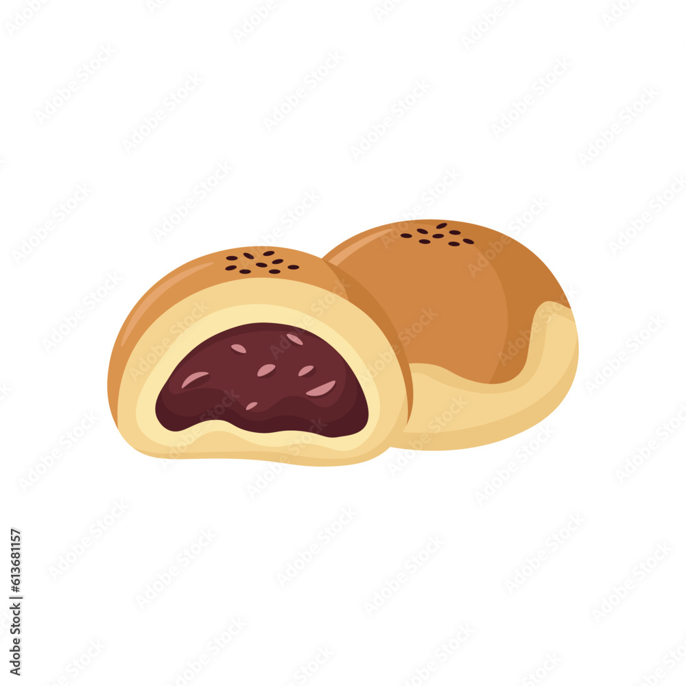 Anpan, Japanese Red Bean Bun Stock Vector | Adobe Stock