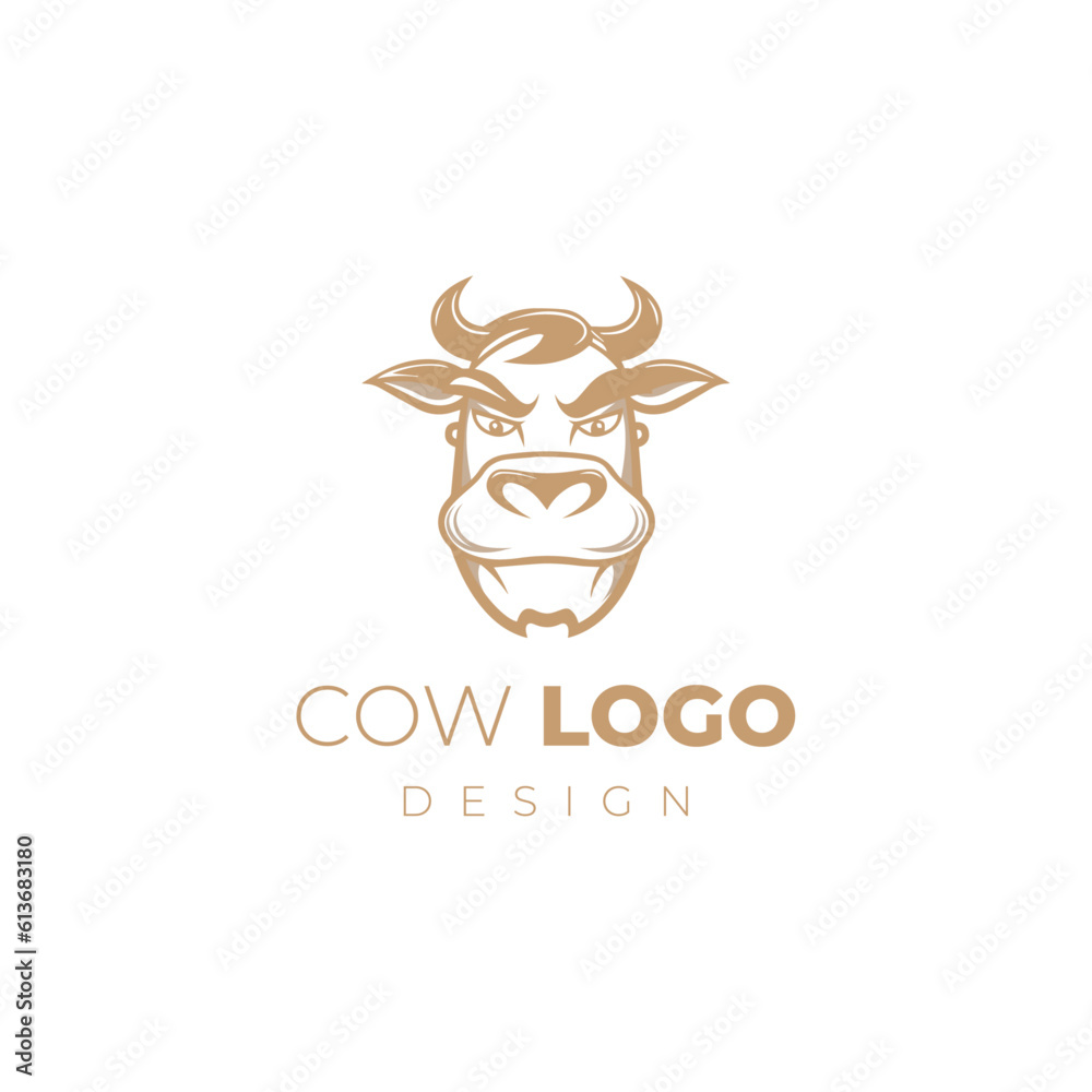 Funny cow head logo template, cow face logo design for dairy, beef and ...