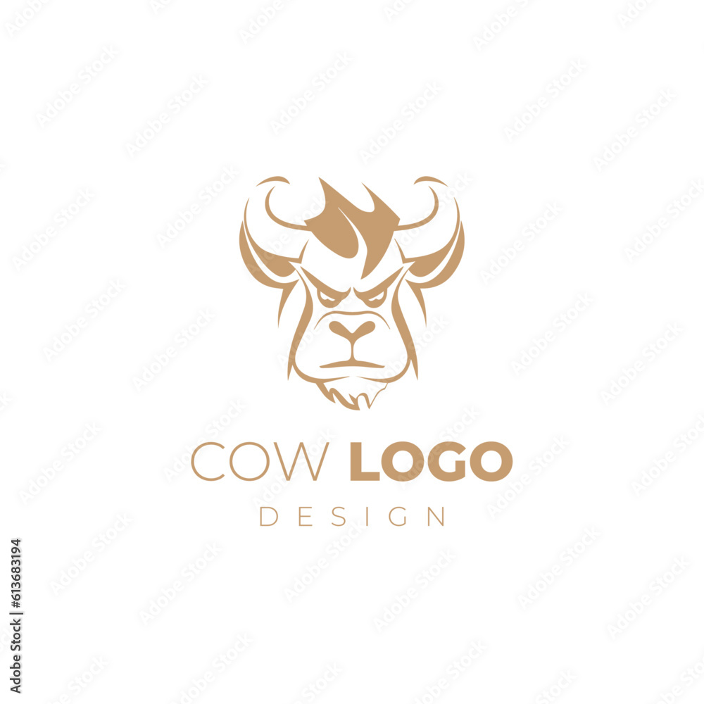 Funny cow head logo template, cow face logo design for dairy, beef and ...
