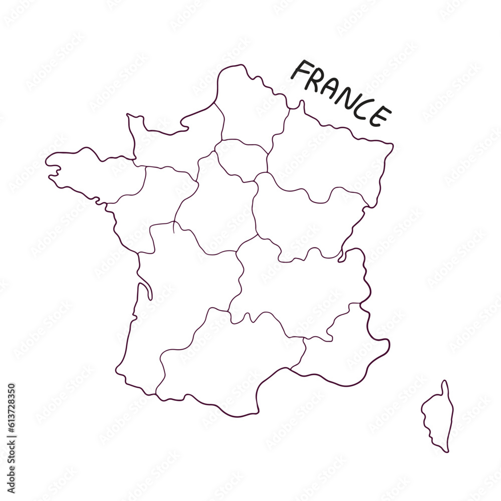 hand drawn doodle map of France Stock Vector | Adobe Stock