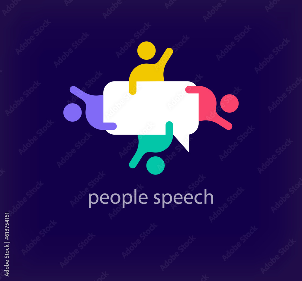 People team logo around creative speech. Unique color transitions ...