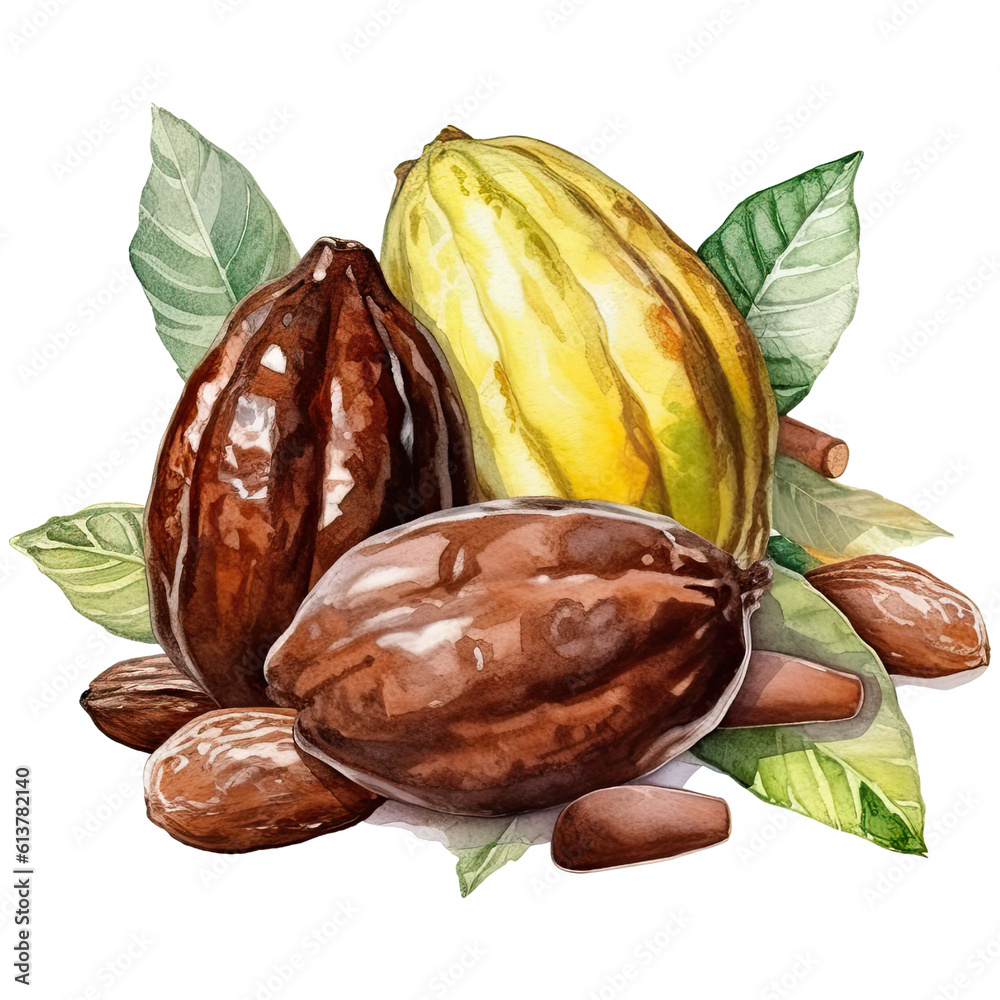 Watercolor Cocoa Chocolate Clipart Illustration Stock Photo | Adobe Stock