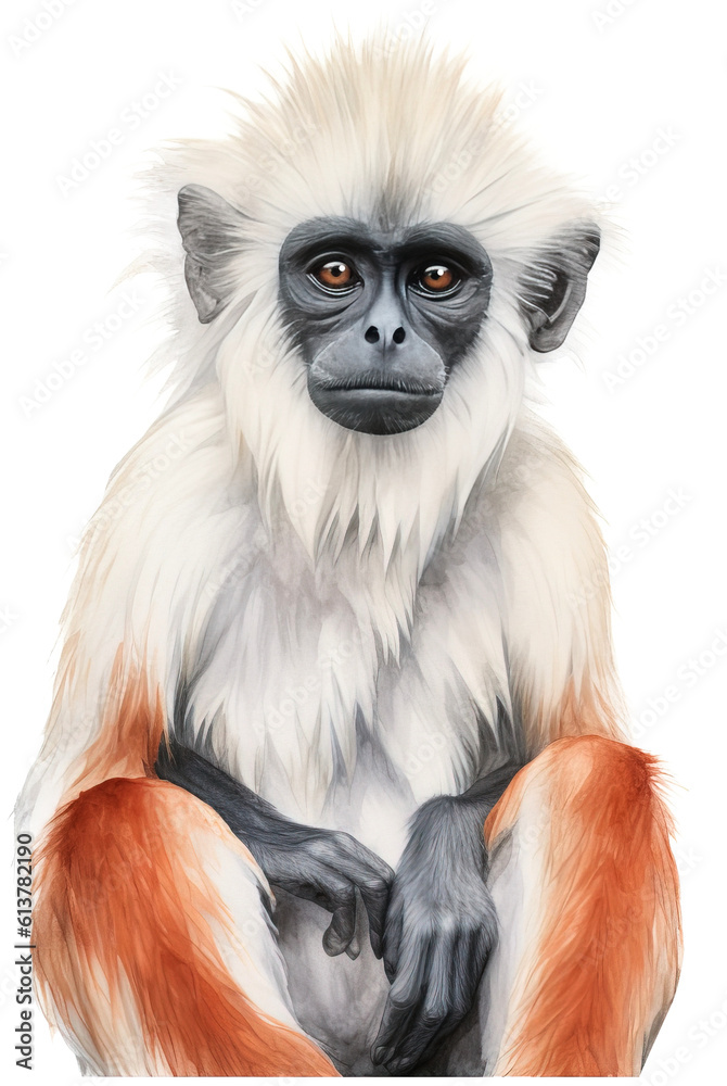 White monkey portrait PNG background Stock Photo | Adobe Stock