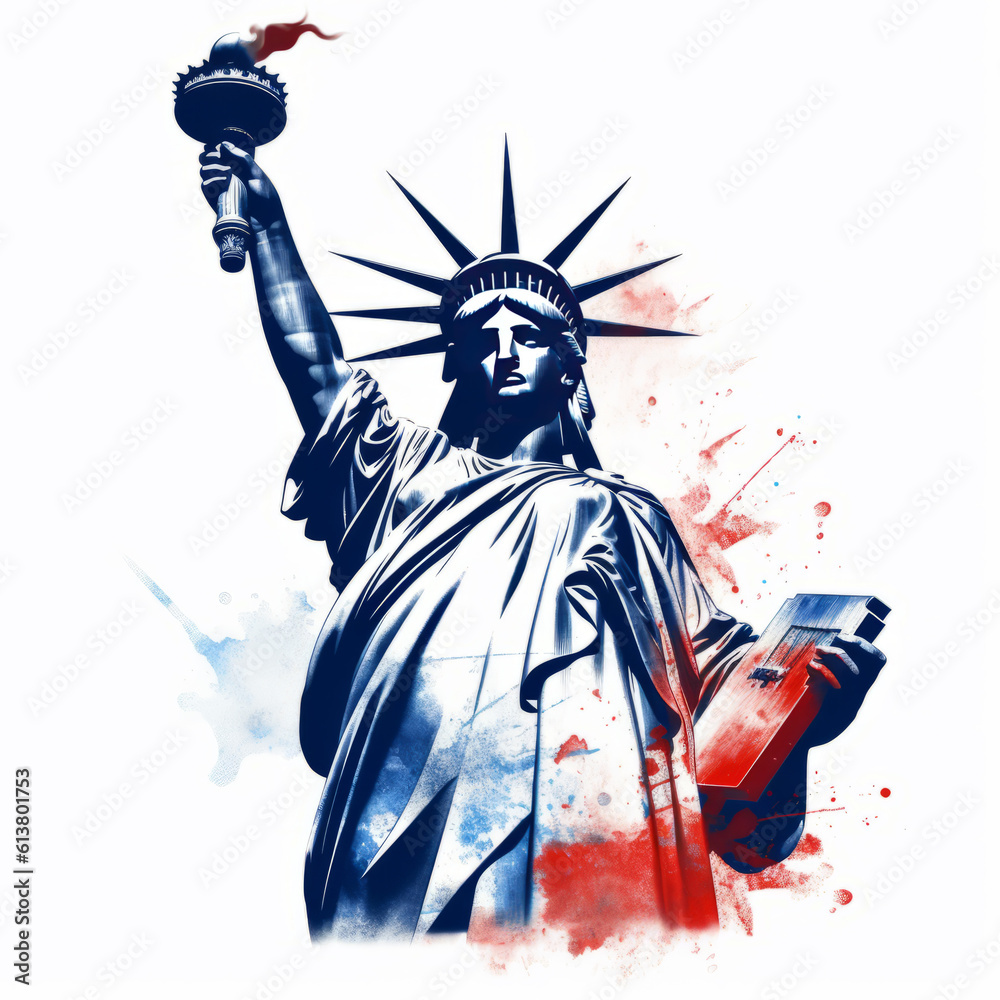 Illustration of the Statue of Liberty in New York City. Symbol, emblem ...