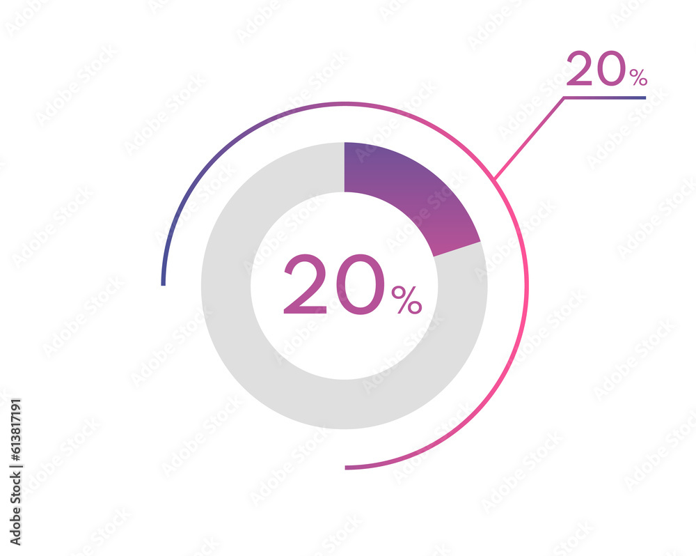 20 Percentage diagrams, pie chart for Your documents, reports, 20% ...