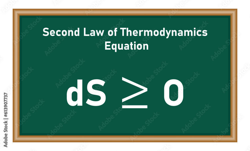 Second law of thermodynamics equation. Change in entropy greater than ...