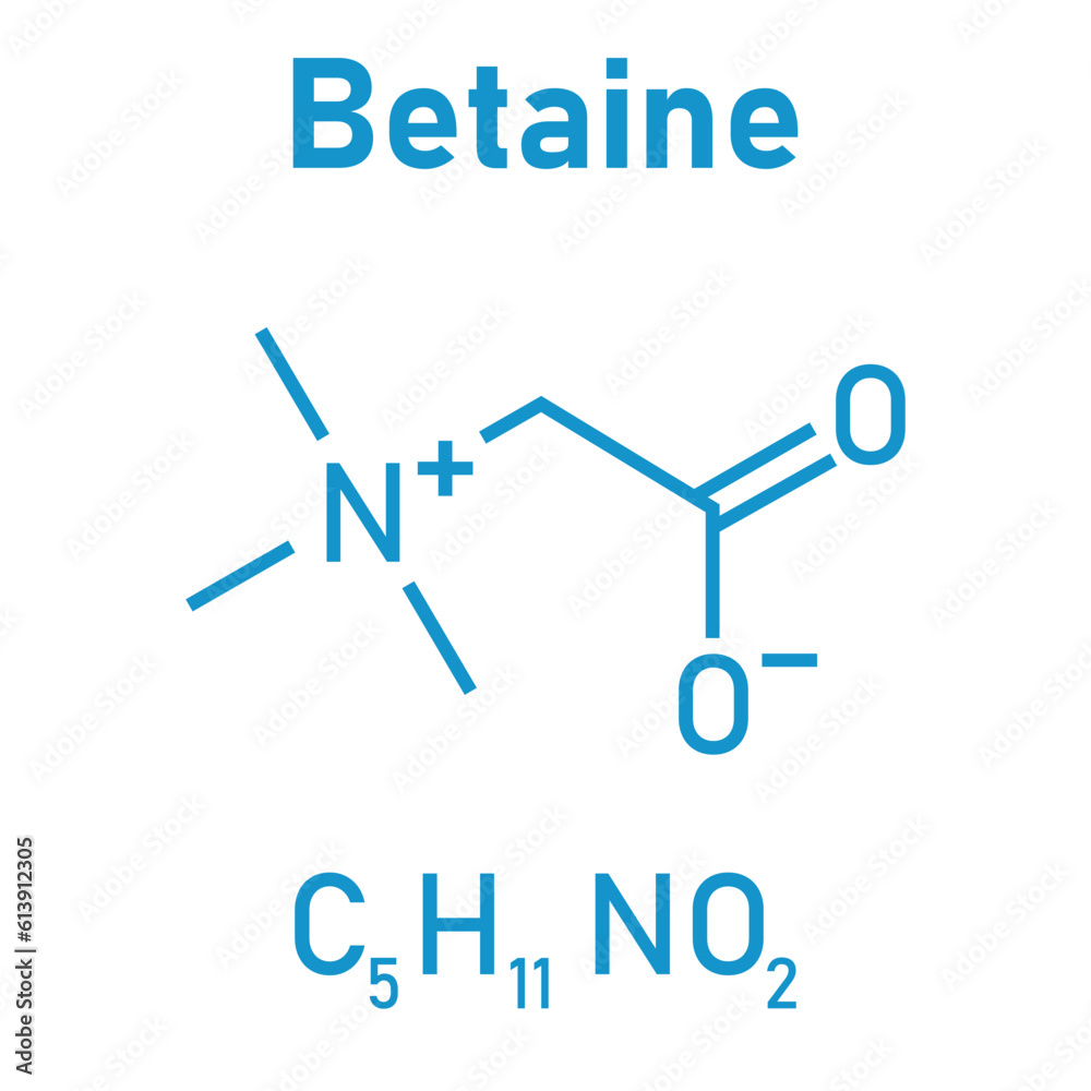 Chemical structure of Betaine (C5H11NO2). Chemical resources for ...