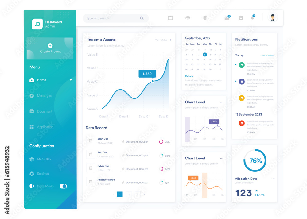 Infographic dashboard. UI design with graphs, charts and diagrams. Web ...