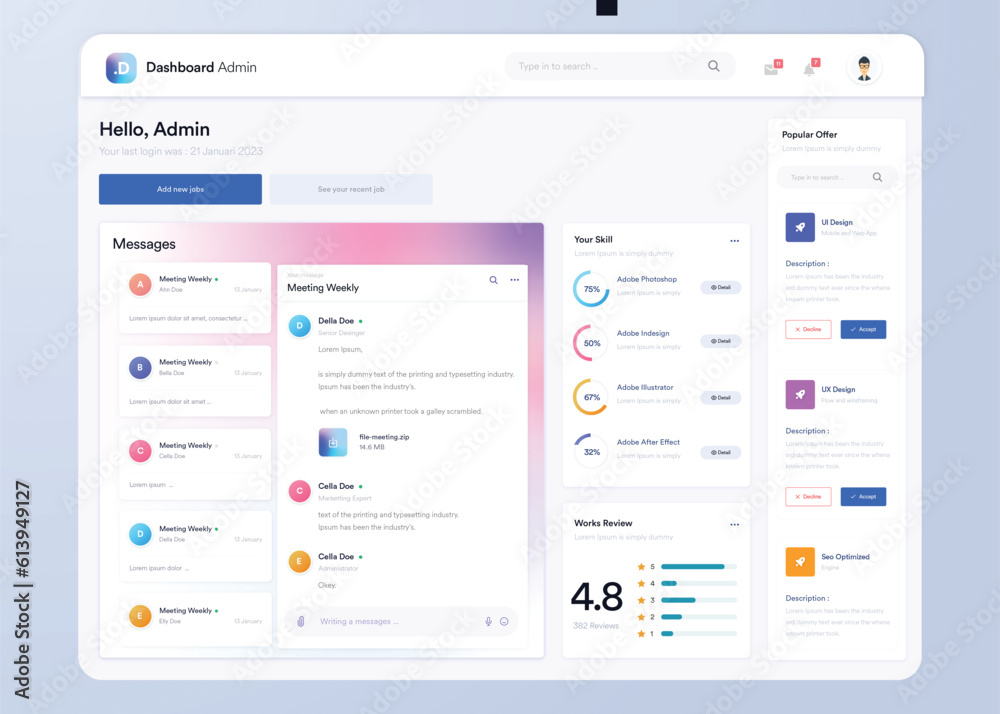 Infographic dashboard. UI design with graphs, charts and diagrams. Web ...