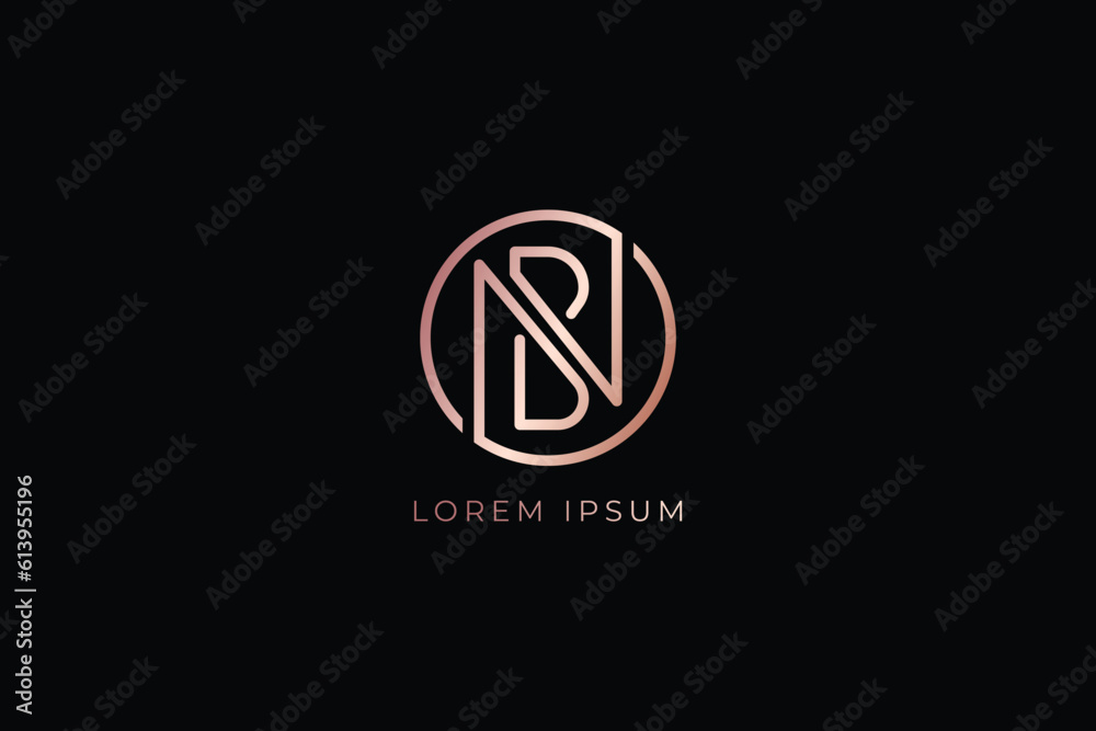 NB letter rose gold minimalist brand design modern style creative ...