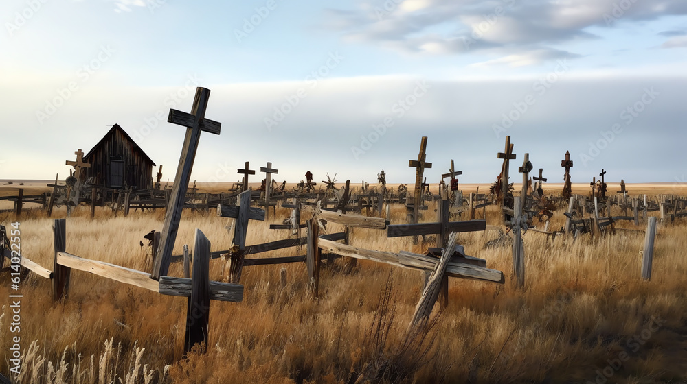 Generative AI The ruins of the Santa Rosa de Lima Chapel and cemetery ...