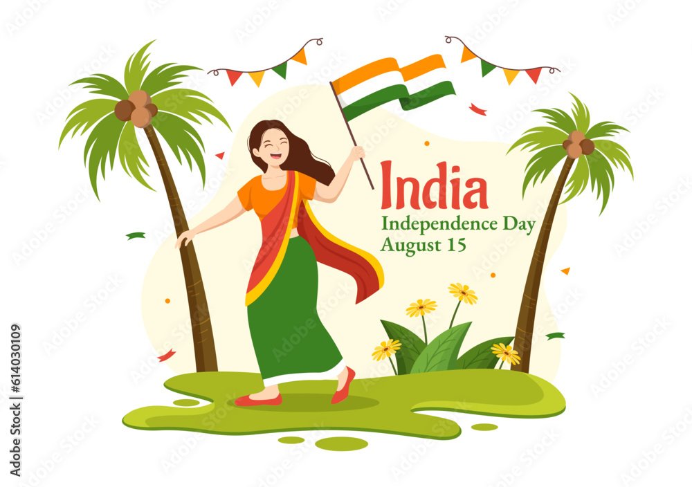 Happy Independence Day India Vector Illustration on 15 August with ...