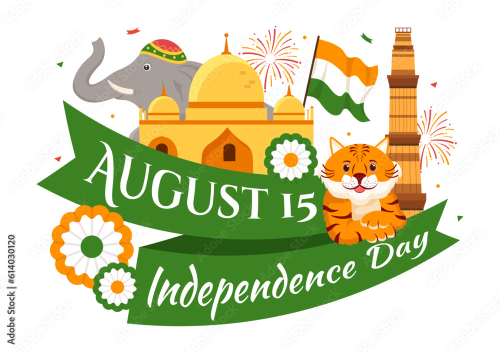 Happy Independence Day India Vector Illustration on 15 August with ...