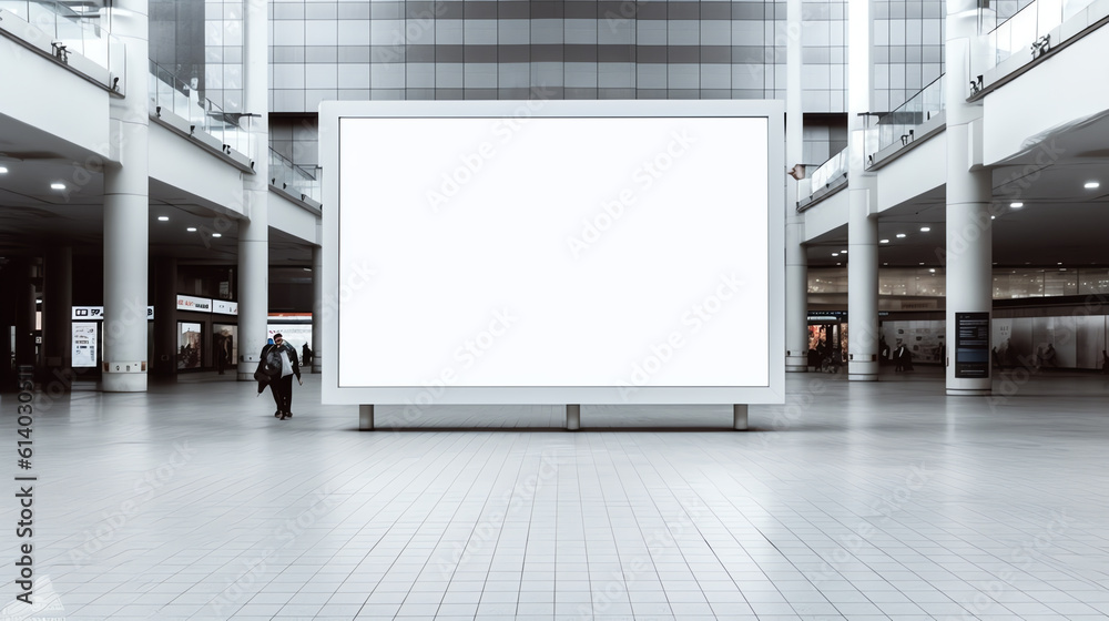 Generative AI Digital Media blank advertising billboard in the bus stop ...