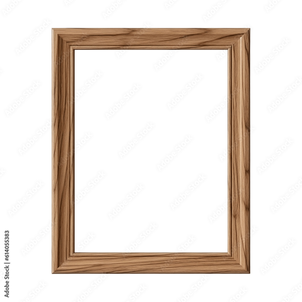 Natural wood frame isolated on transparent background. Portrait ...