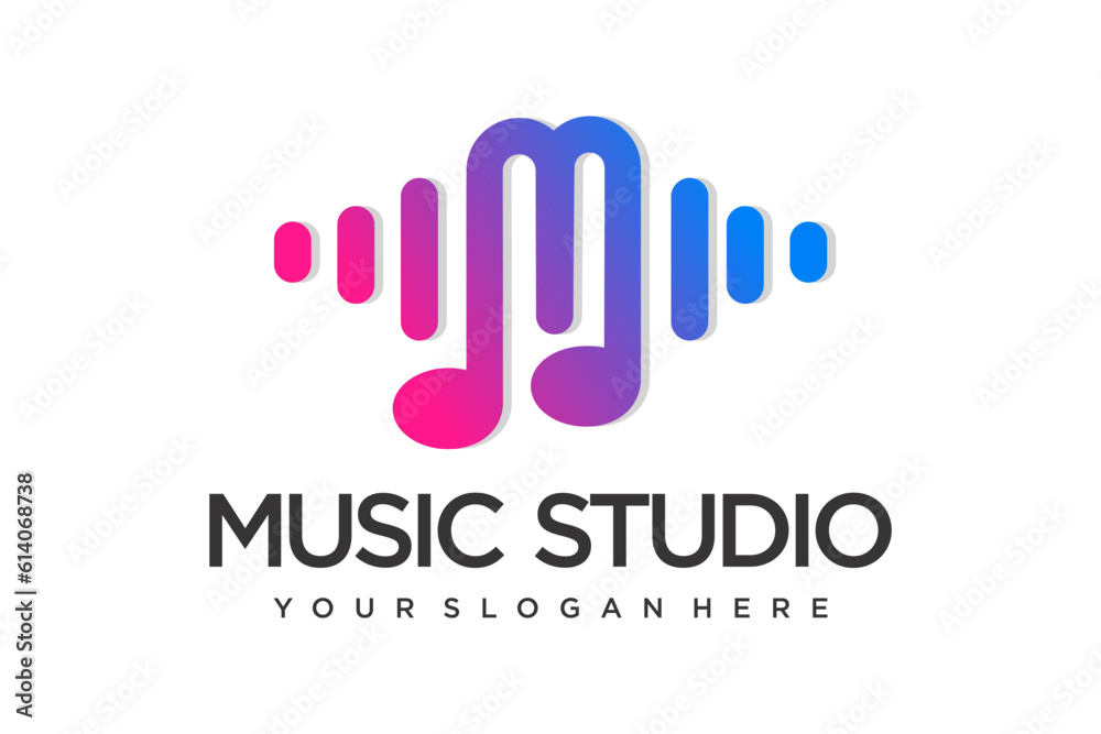 letter M Sound wave icons . Music waves symbols. Audio logos template ...
