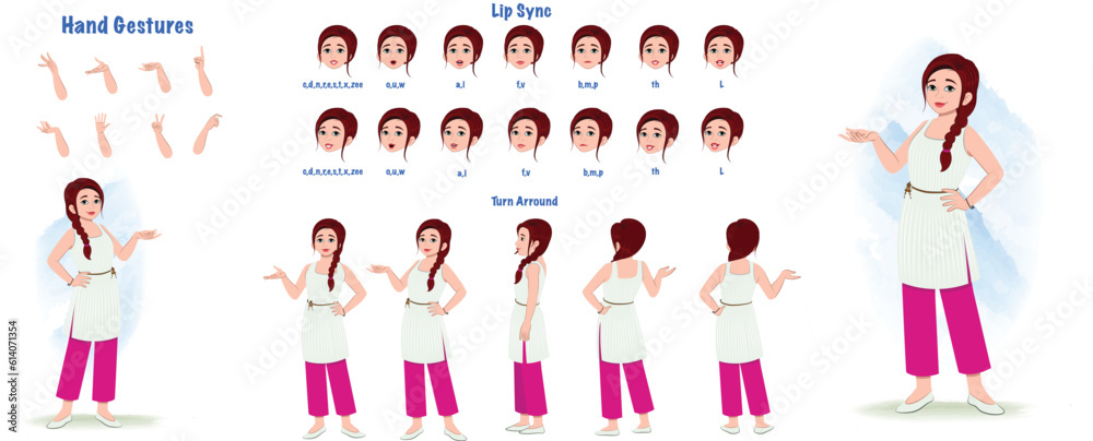 Character Model Sheet for Animation- Including Lips Sync, Hand Gestures ...