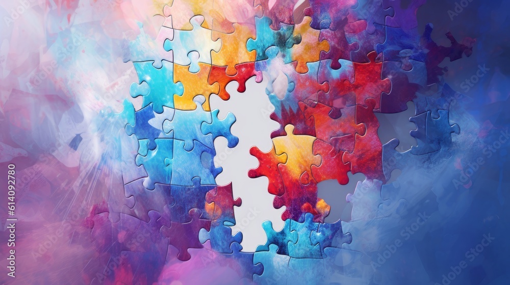 A fragmented puzzle piece coming together, symbolizing healing and ...