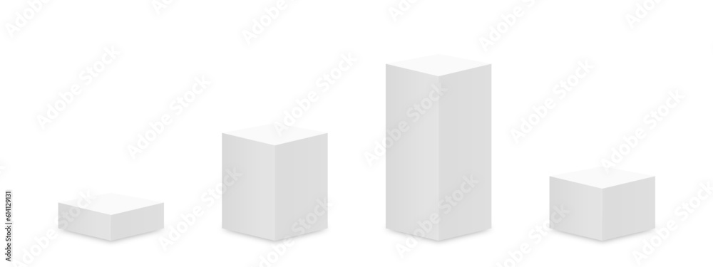 Pedestal and podium mockup in square pillar shapes. Empty museum stage ...