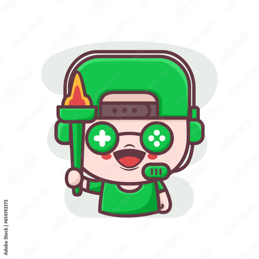 cute gamer cartoon with torch Stock Vector | Adobe Stock
