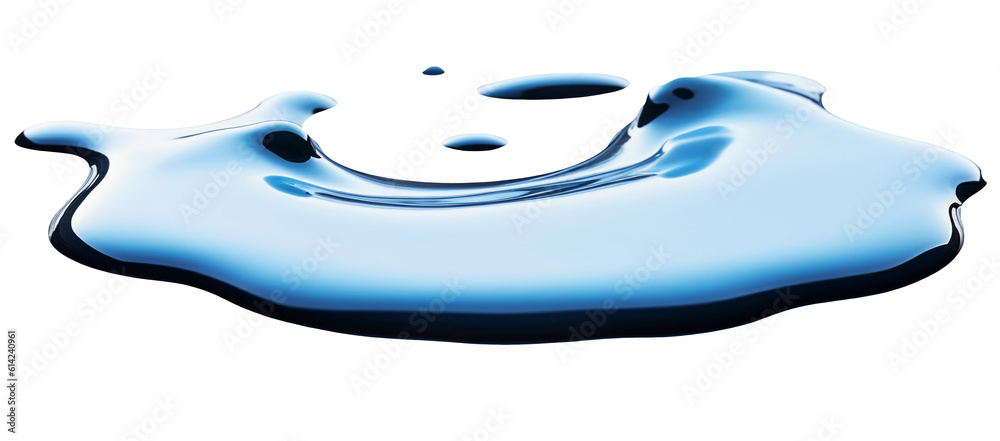 Water spill puddle and droplets isolated on transparent or white ...