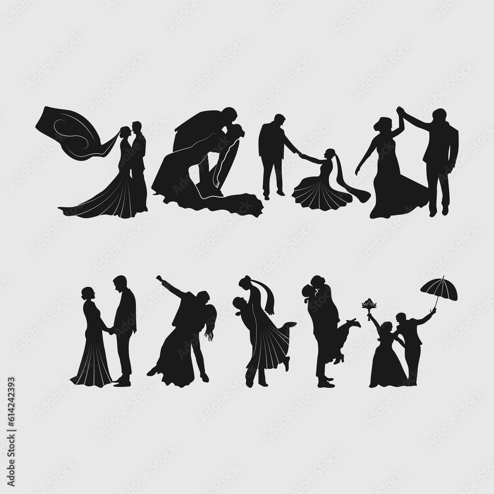 Wedding Couple SVG Cut File, Wedding Couple Silhouette, Bride and Groom ...