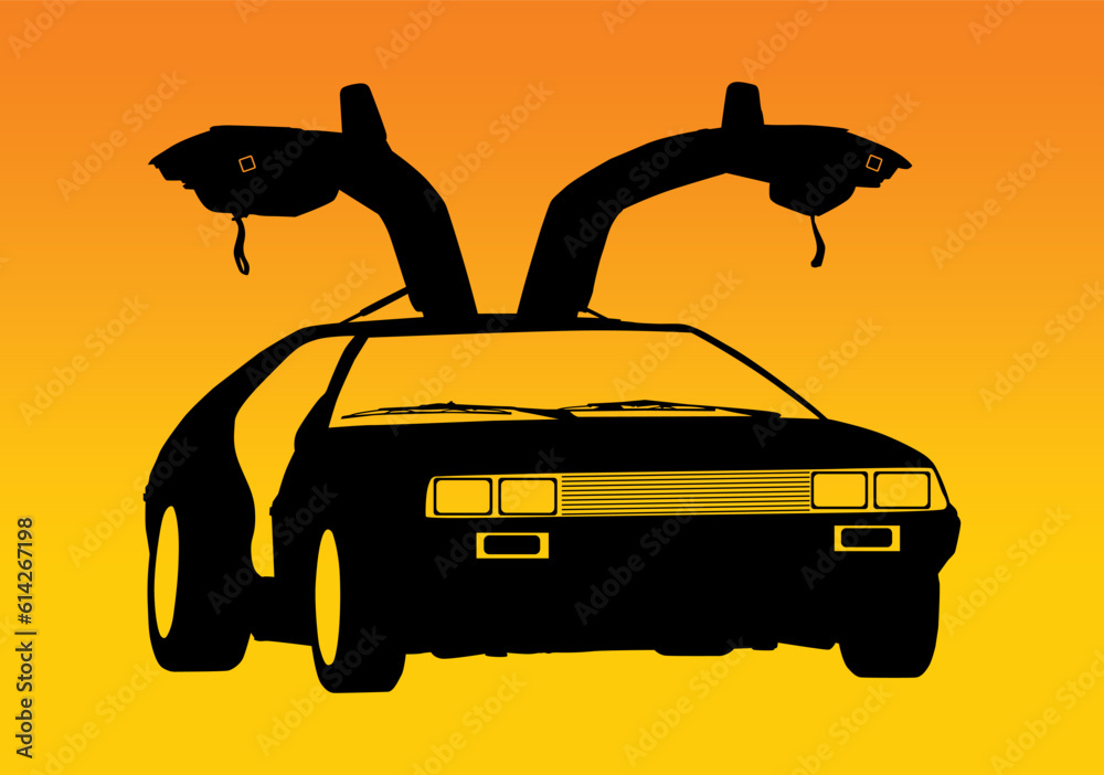 silueta, carro, volver al futuro Stock Vector | Adobe Stock