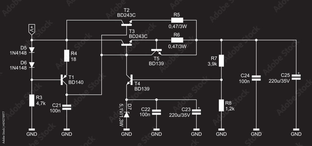 Engineer scheme of electronic device. Vector drawing electrical circuit ...