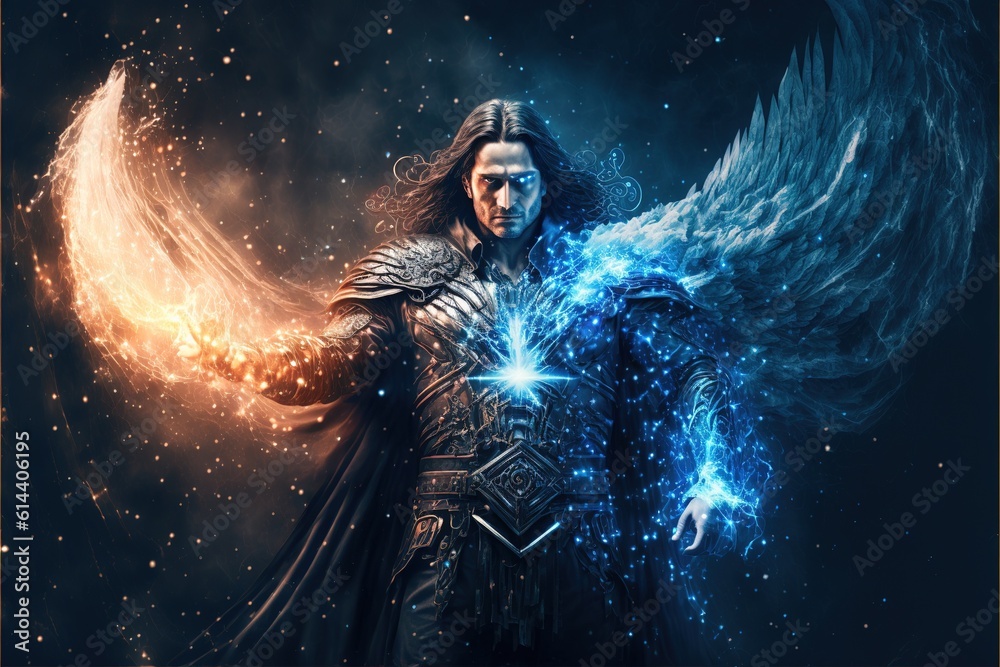 Realistic fantasy character of angelic battlemage with awe-inspiring ...
