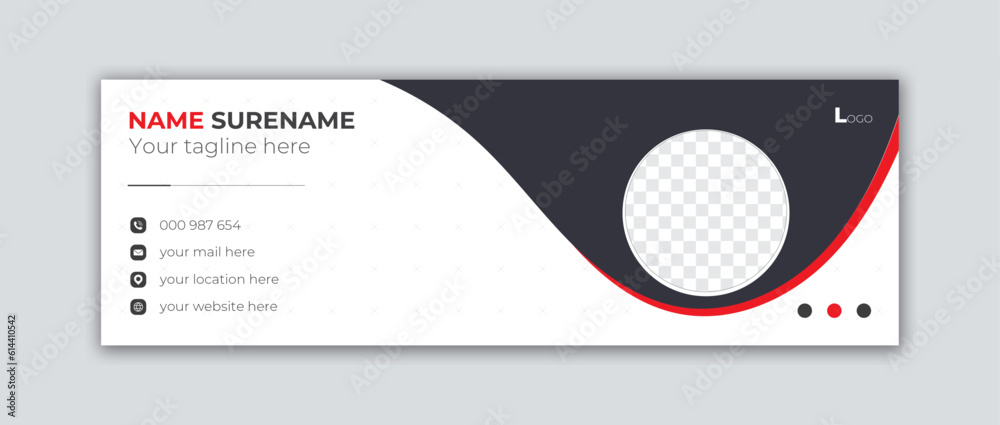 Modern abstract black and red color email signature design vector ...