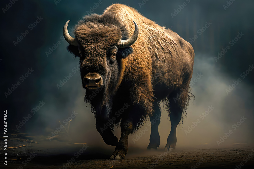 Bison, symbolizing majesty and the untamed wilderness. Raw beauty and ...