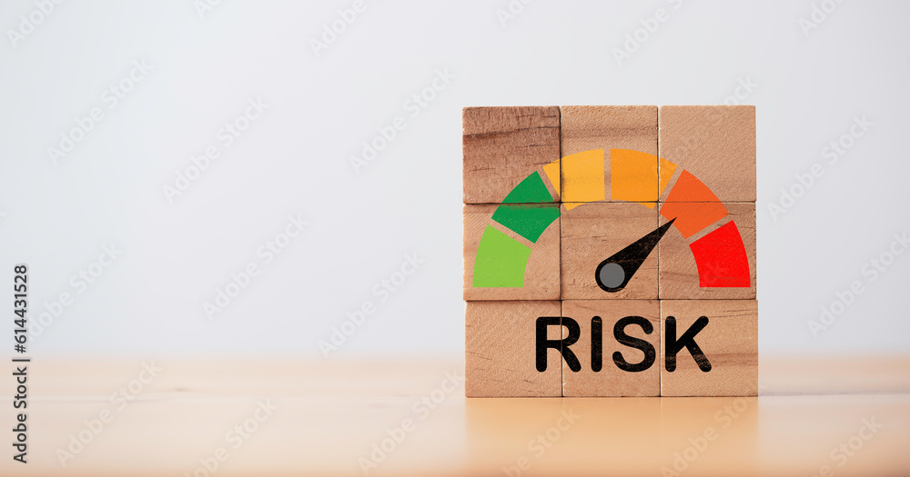 Risk level indicator rating print screen wooden cube block since low to ...