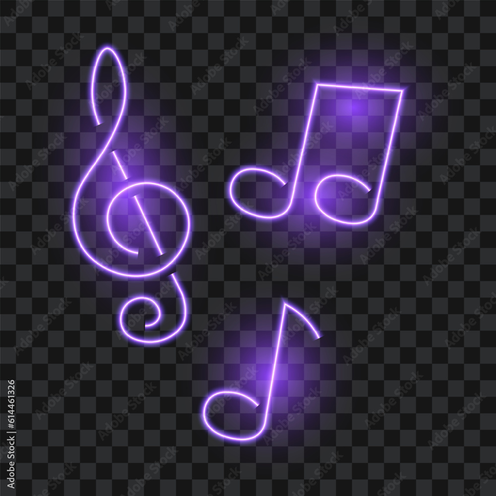 Neon music notes, isolated, vector illustration. Stock Vector | Adobe Stock